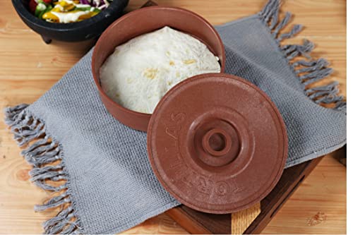 Caspian 8-1/2"Dia Brown Brick Color Tortilla Keeper/Warmer/Server Pancake Keeper with Lid, Food Container, Perfect for Keeping Tortillas, Pancakes, Waffles, Taco Warm, 1 Piece