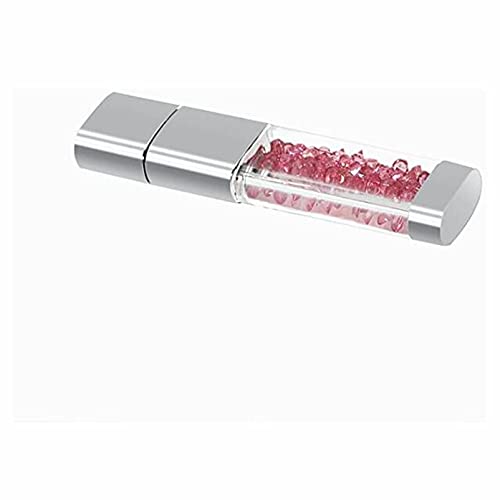 64GB USB 2.0 Flash Drive Rhinestone Diamond Crystal Flash Drive Glitter Lipstick Case Shape USB Drive Shining Necklace Jump Drive Pen Drive Funny Memory Stick for Gift (64GB, Sakura Pink)