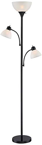 360 Lighting Bingham Modern Torchiere Standing Floor Lamp 71 1/2" Tall Black Metal 3-Light White Shade Decor for Living Room Reading House Bedroom Home Office House