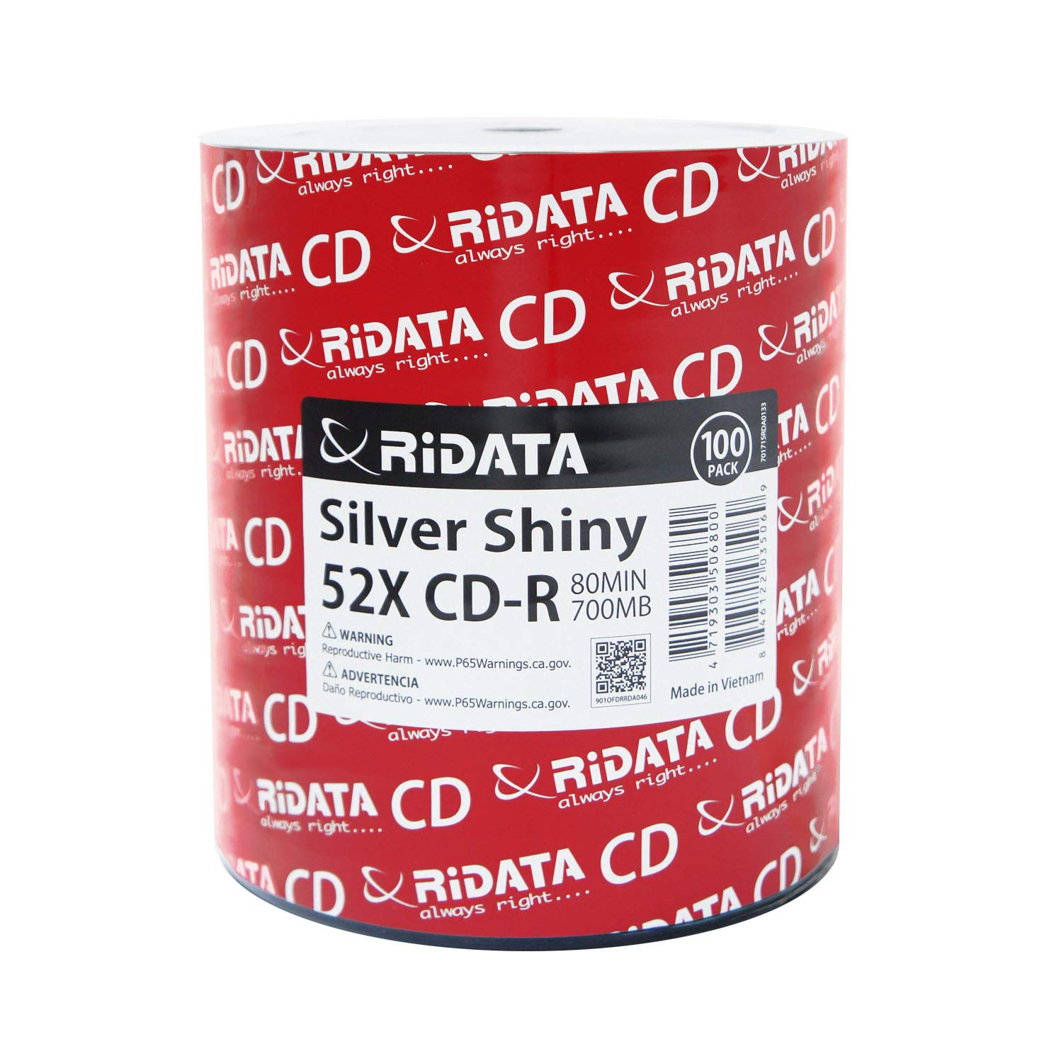 1800 Pack Ridata CD-R 52X 700MB 80Min Silver Shiny Blank Media Recordable Disc