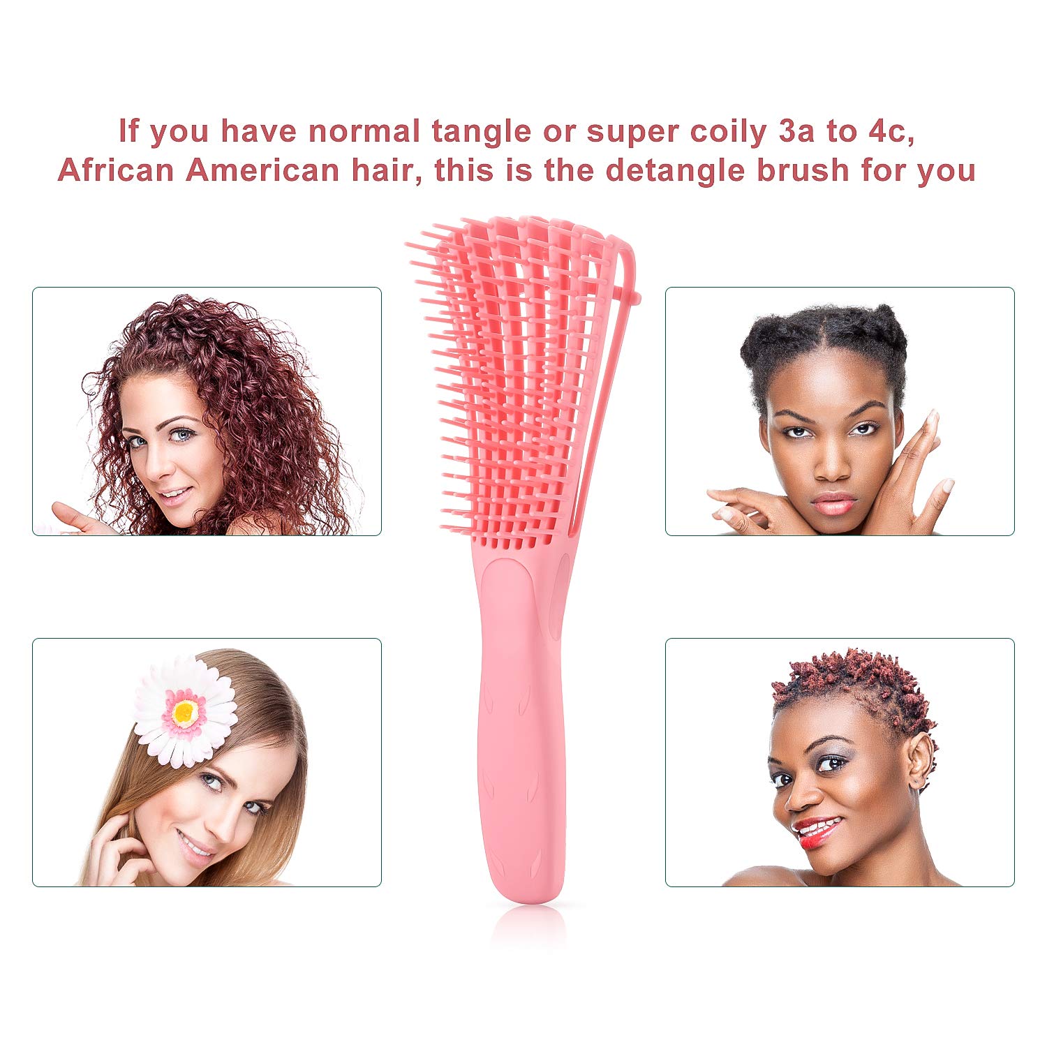 2 Pack Detangling Brush for Curly, Afro Textured 3a to 4c Kinky Wavy Hair - Wet/Dry/Long Thick Hair Exfoliating Brush for Beautiful and Shiny Curls (Green, Pink)