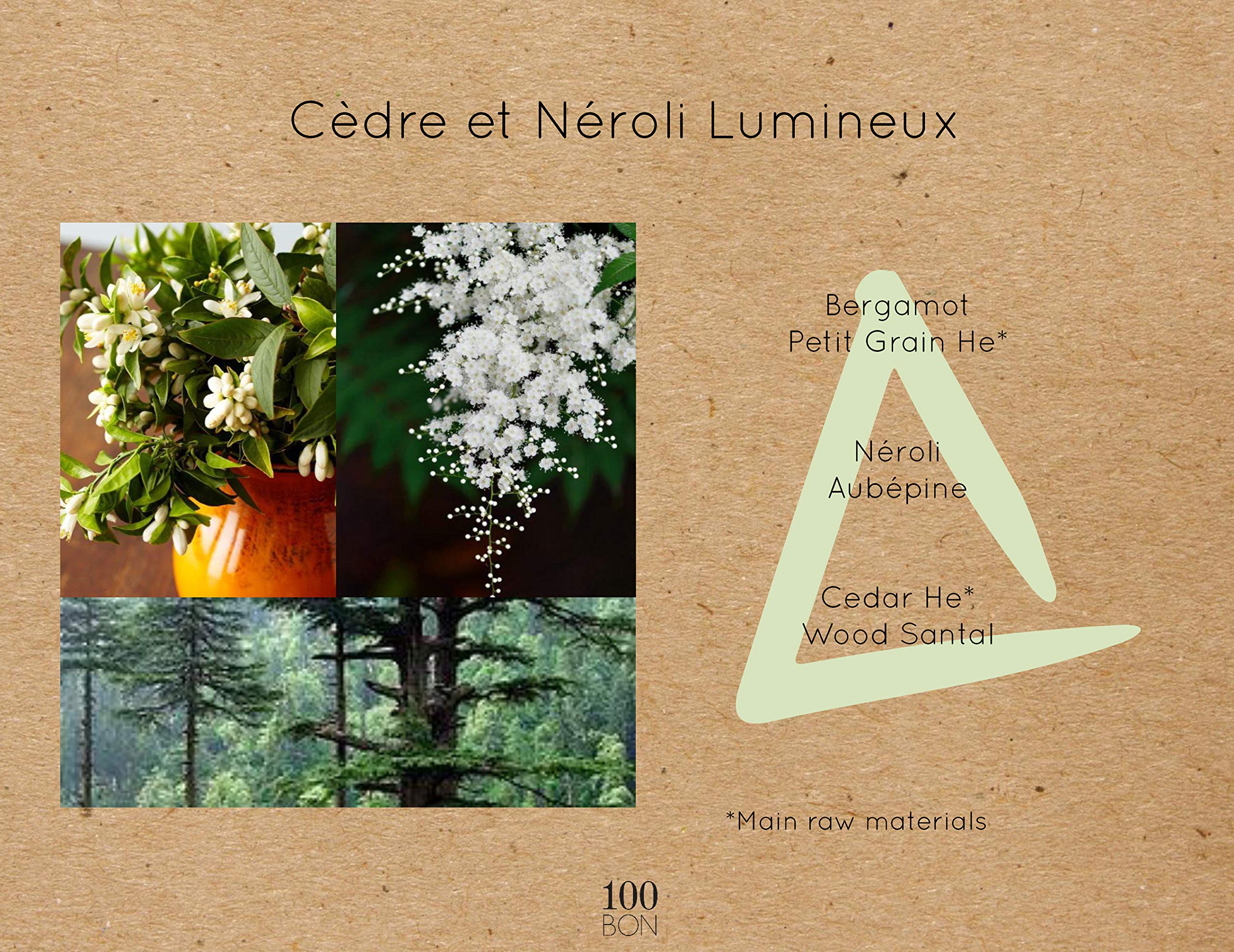 100BON Cedre & Neroli Lumineux Unisex Fragrance - Neroli & Cedar Scent - Organic, Natural & Light Woody Aroma - 0.5 Fl Oz