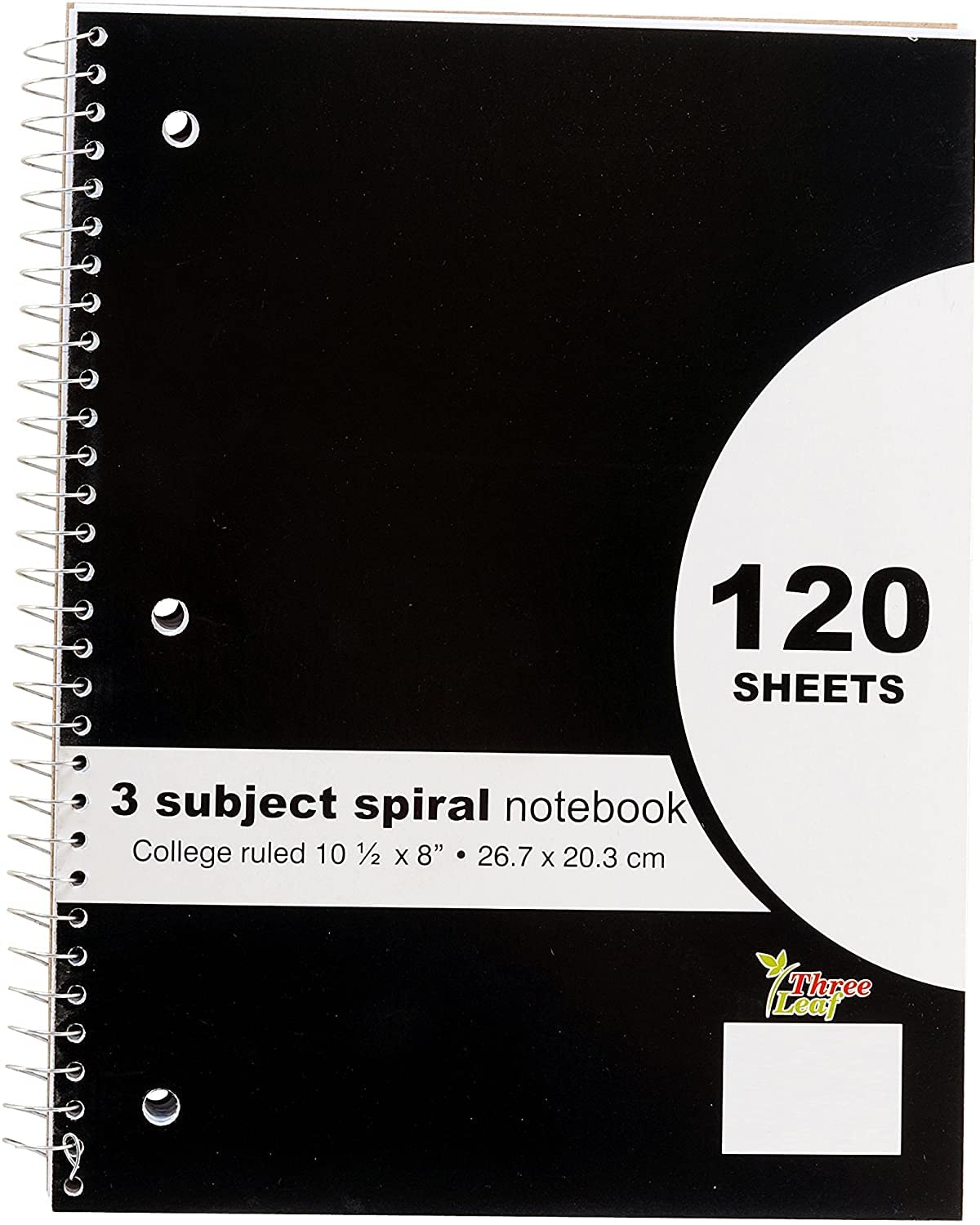 4-Pack 10½" x 8" 3 Subject Spiral Notebook, College Ruled, 120 Sheets per