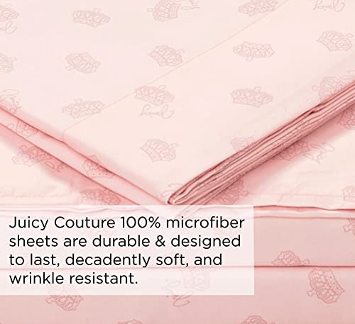 Juicy Couture β Microber Sheet Set | King Size Bed Sheets | 4 Piece Set Includes Fitted Sheet, Flat Sheet and 2 Pillowcases | Deep Pockets, Wrinkle Resistant and Anti Pilling