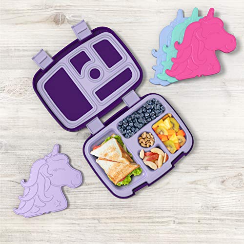 Bentgo Prints Insulated Lunch Bag Set With Kids Bento-Style Lunch Box and 4 Reusable Ice Packs (Unicorn)
