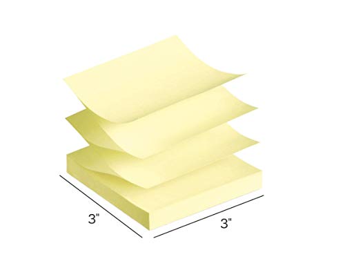 1InTheOffice Yellow Pop Up Sticky Notes 3x3, Fan Folded Self Stick Note, 100 Sheets per pad, (24 Pack)