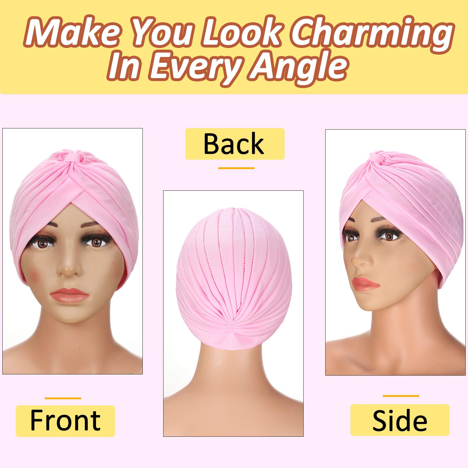 10 Pieces Stretch Polyester Turbans Head Bennie Cover India's Hat Twisted Headwrap (Light Colors)