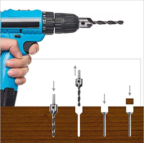 7pcs Countersink Drill Bits Woodworking Countersink Drill Bits Set, Center Drill Bit Set High-Speed Steel Countersink Drill Bits for Woodworking 3mm-10mm with Hex Key (Countersink Drill Bits)