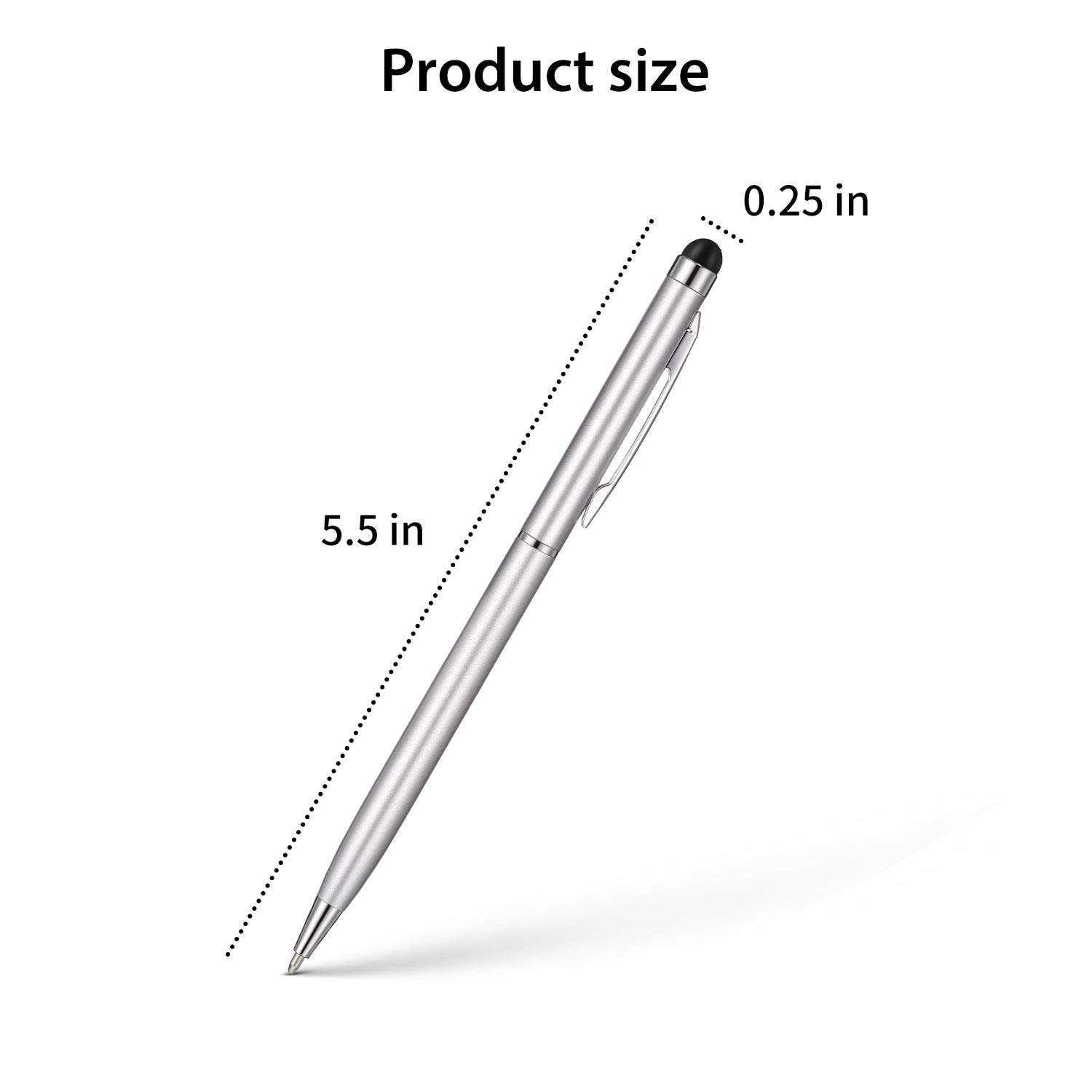 32 Pieces Stylus Pen for Touch Screens, 2 in 1 Universal Ballpoint Fine Tip Stylus Metal Pens, Black Ink, for Most Capacitive Touch-Screen Phone Tablet (Black, Silver)