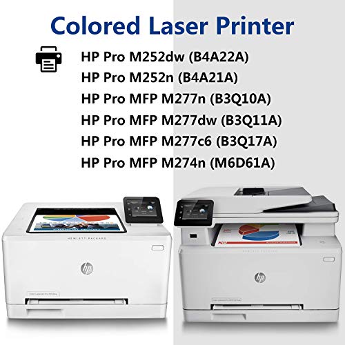 5-Pack (2BK+C+Y+M) 201A | CF401A CF402A CF403A Toner Cartridge Replacement for HP Color Laserjet Pro MFP M277dw MFP M277n MFP M277c6 M252dw M252n M277 M252 Printer,Sold by TopInk
