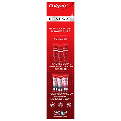 Colgate Renewal Gum Toothpaste Gel, Sensitive Toothpaste for Gingivitis and Improved Gum Health, Mint Gel, Sugar Free, Enamel Safe, Gluten Free, Vegan, 2 Pack, 3 Oz Tubes