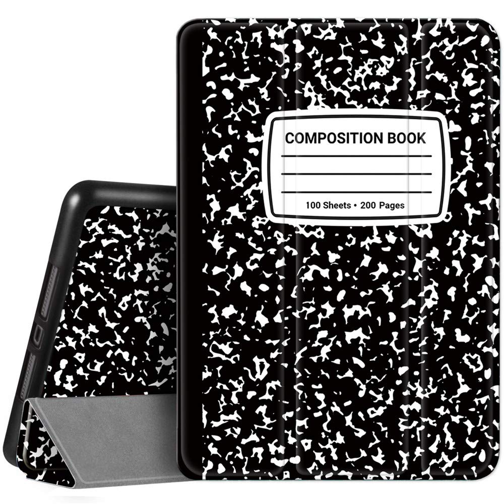 Hi Space for iPad 9th 8th 7th Generation Case for iPad 10.2 Case 2021 2020 2019 Composition Notebook with Pencil Holder, Book Trifold Protective Shockproof Cover with Auto Sleep Wake for A2270 A2428
