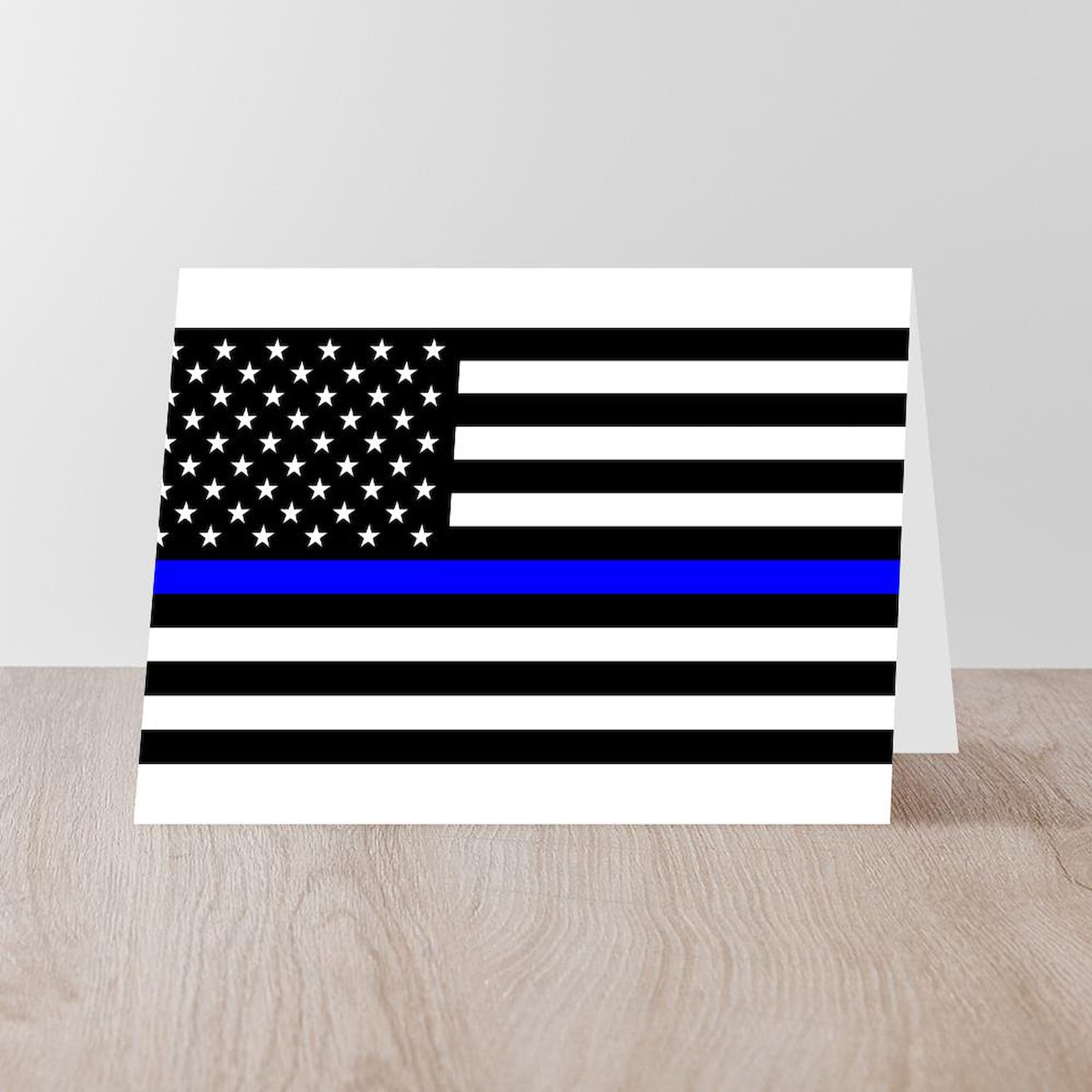 CafePress Police: Black Flag & The Thin Blue Line Greeting C Greeting Card (20-pack), Note Card with Blank Inside, Birthday Card Glossy