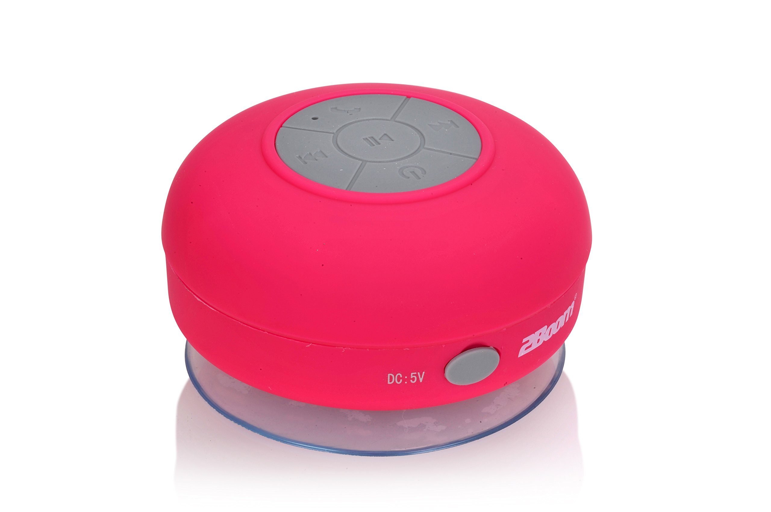2BOOM Aqua Jam Portable Bluetooth Wireless Water Resistant Shower Speaker with Suction Cup Pink