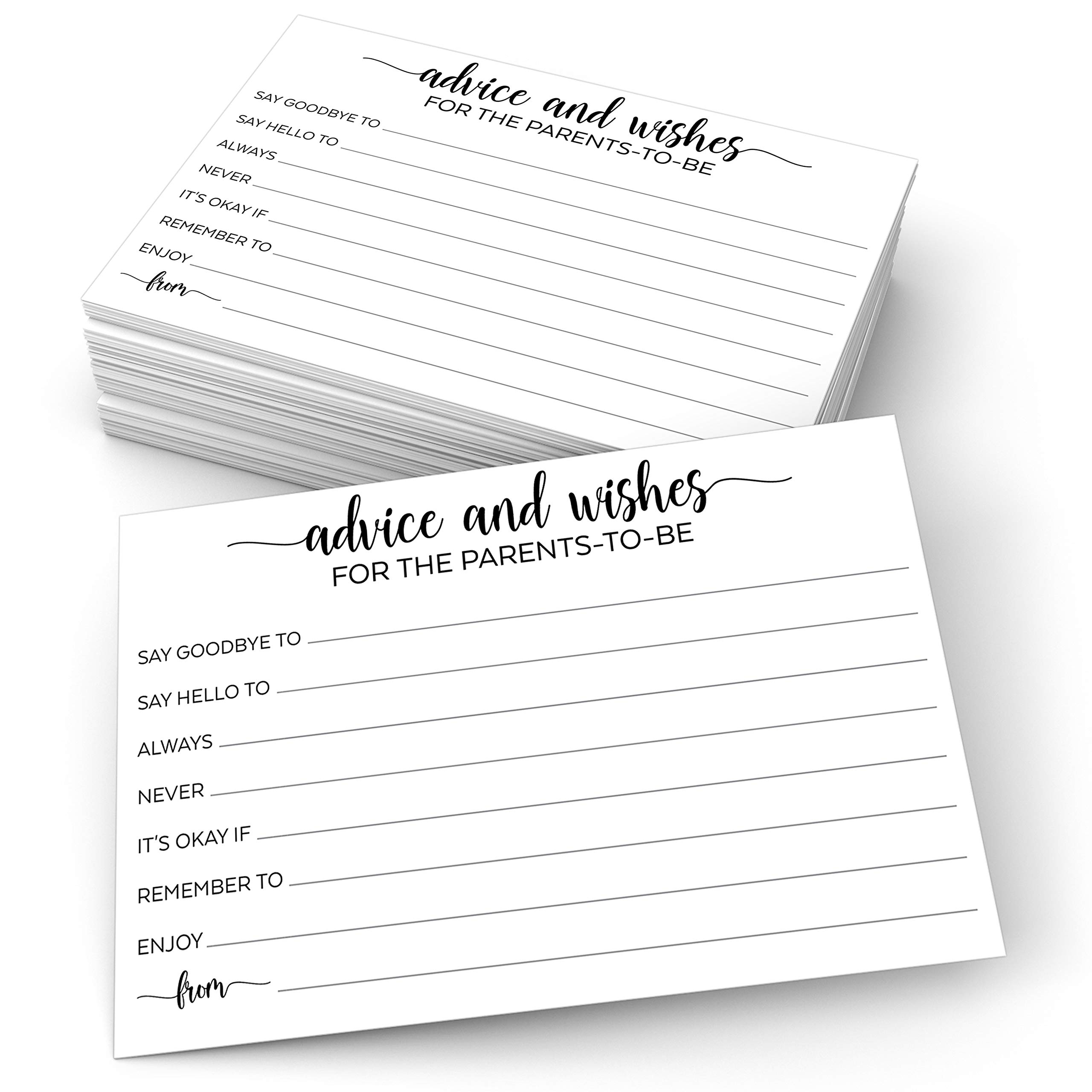 321Done Advice and Wishes for The Parents-to-Be, Made in USA - White 4x6 Baby Advice Cards for New Parents, Fun Baby Shower Game Simple New Mom and Dad Large Keepsake - 50 Cards