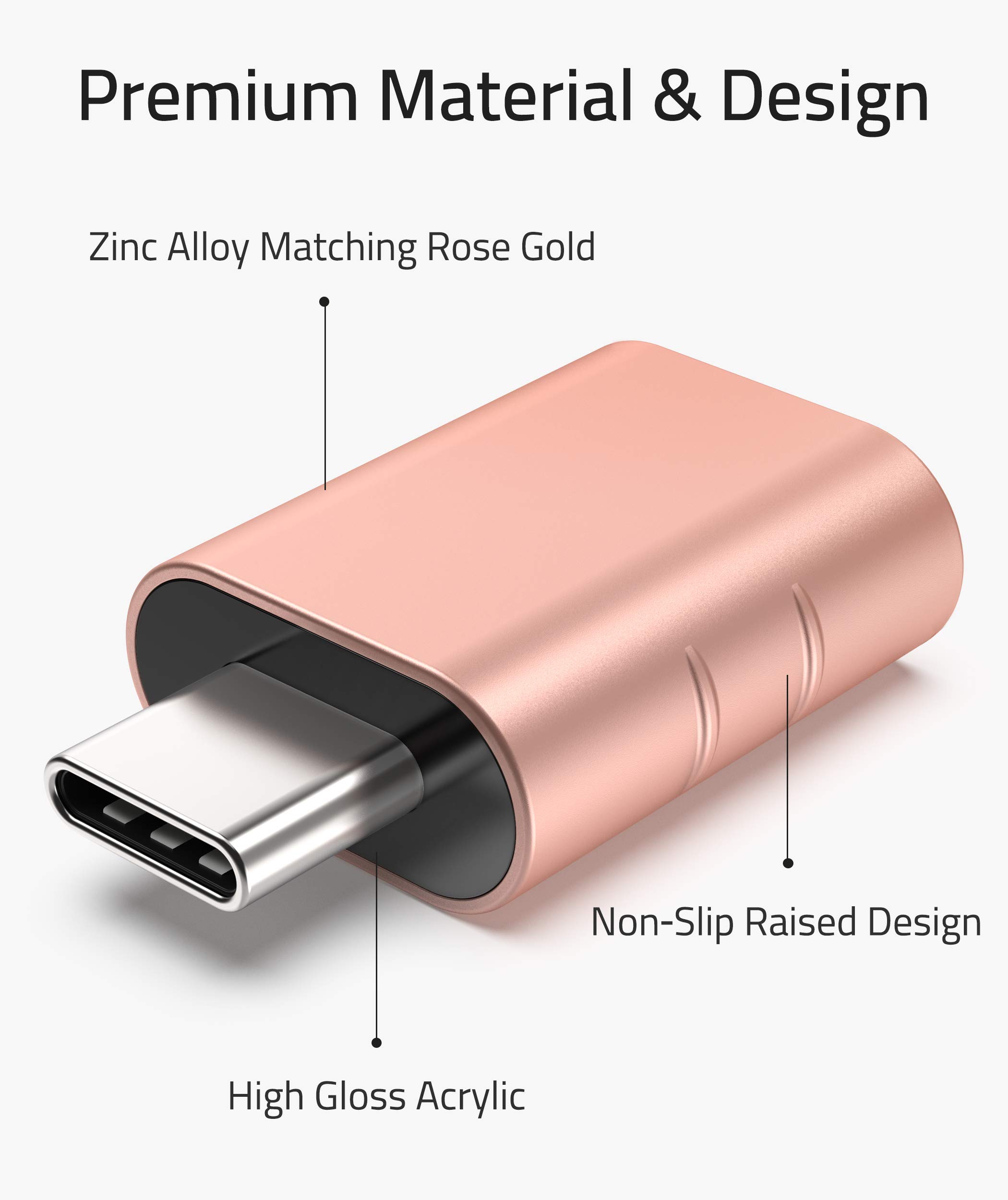 Syntech [2 Pack USB Male to USB3 Female Adapter Compatible with iPhone 16 Pro Max iMac iPad Mini/Pro 2023 Pro MacBook Air 2020 and Other Type C Devices, Rose Gold