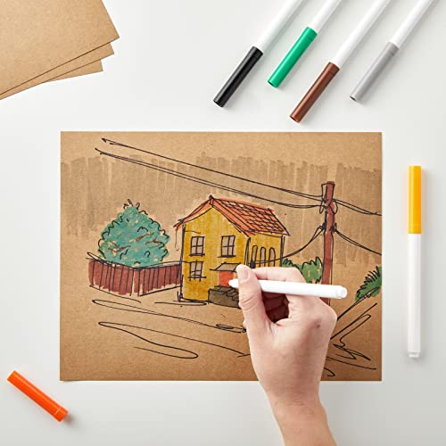 50 Sheets of Brown Kraft Paper or Wedding, Party Invitations, Announcements, Drawing, DIY Projects, Arts and Crafts, Scrapbooking, Letter Size, 176gsm (8.5 x 11 Inches)