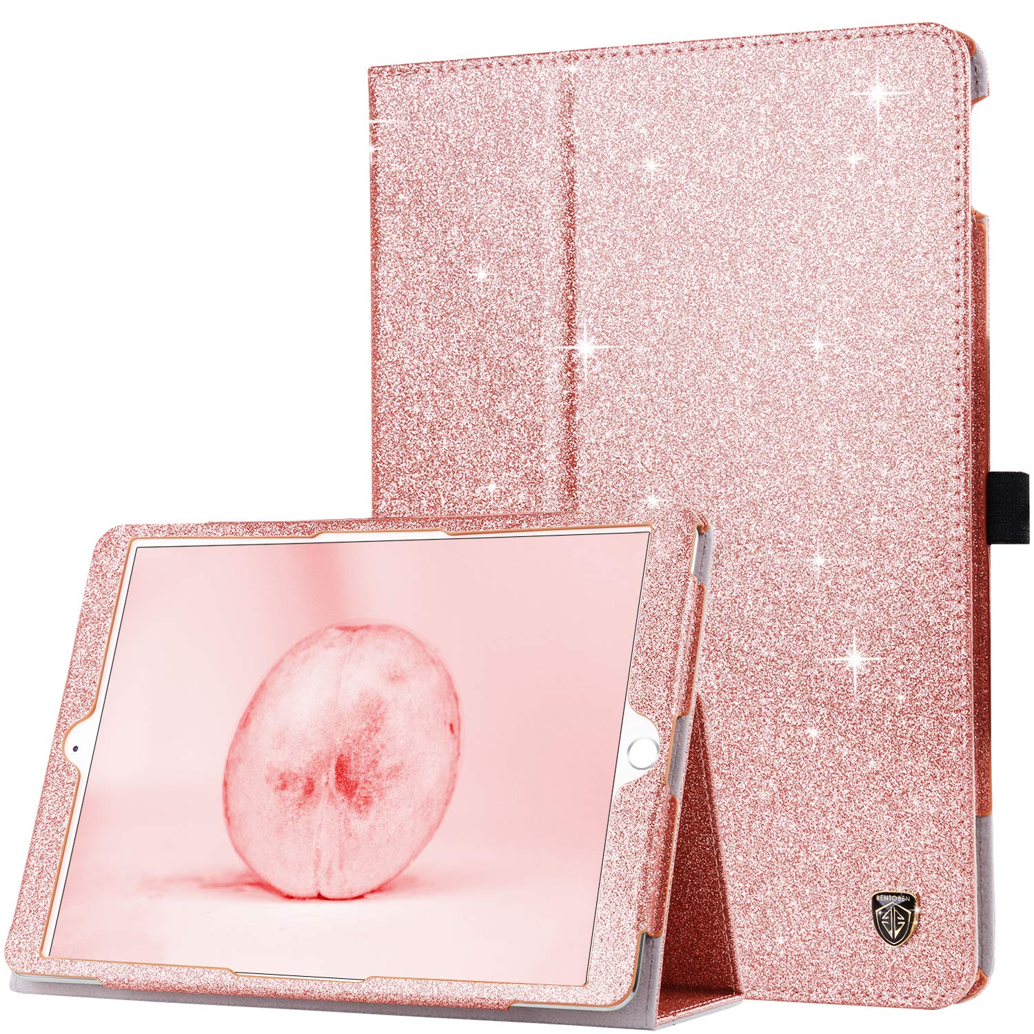 BENTOBEN for iPad 9th / 8th / 7th Generation Case, New iPad 10.2 Case 2021/2020/2019, Auto Wake/Sleep with Pencil Holder PU Leather Protective Case for iPad 10.2 inch, Rose Gold