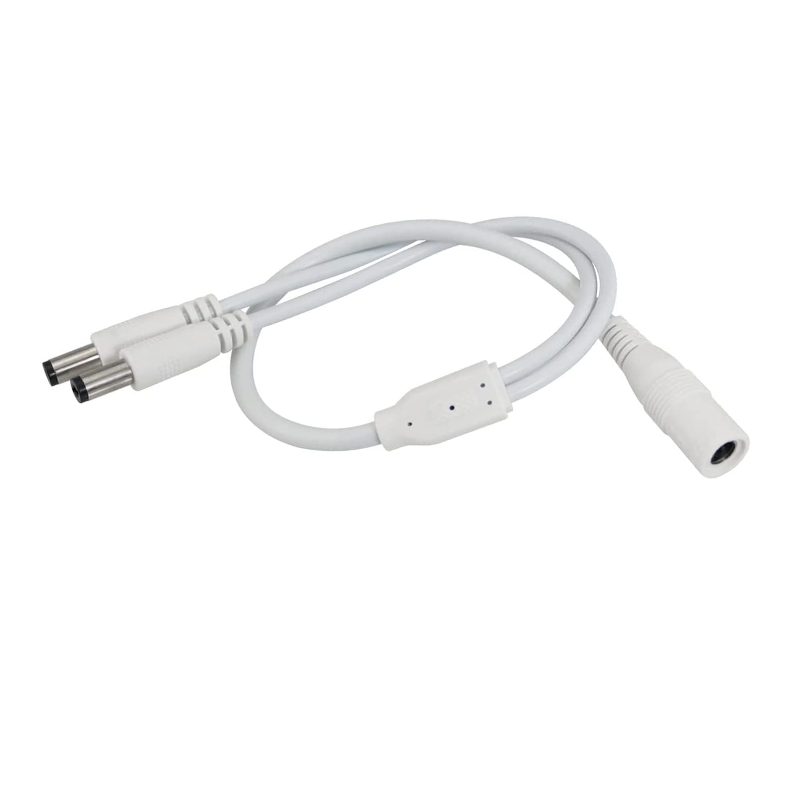 2-Pack White 1 to 2 Way DC Power Splitter Cable, Plug 5.5mm x 2.1mm, for CCTV Camera,LED Strip Light and More