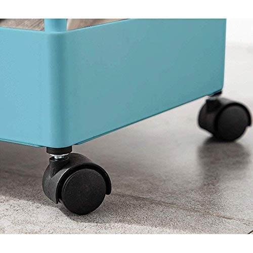 Beaugreen 4-Tiers Rolling Cart Slide Out Storage Tower Utility for Kitchen Bathroom Laundry Narrow Places (Blue)