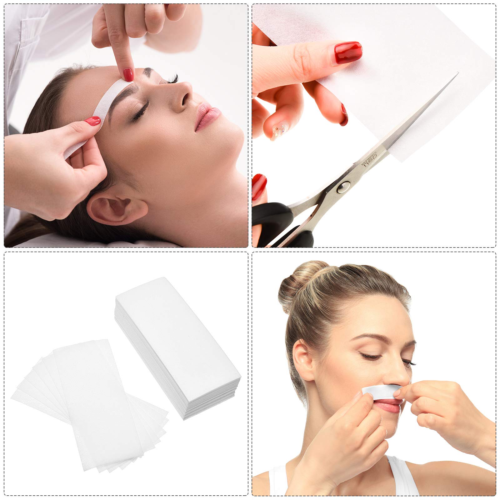 800 Pieces Wax Strips Non-woven Waxing Strips Hair Removal Waxing Strips Body and Facial Wax Strips Cold Wax Strips Wax Ready-Strips for Facial Arms Legs Armpit Hair Eyebrow and Bikini, 2 Sizes