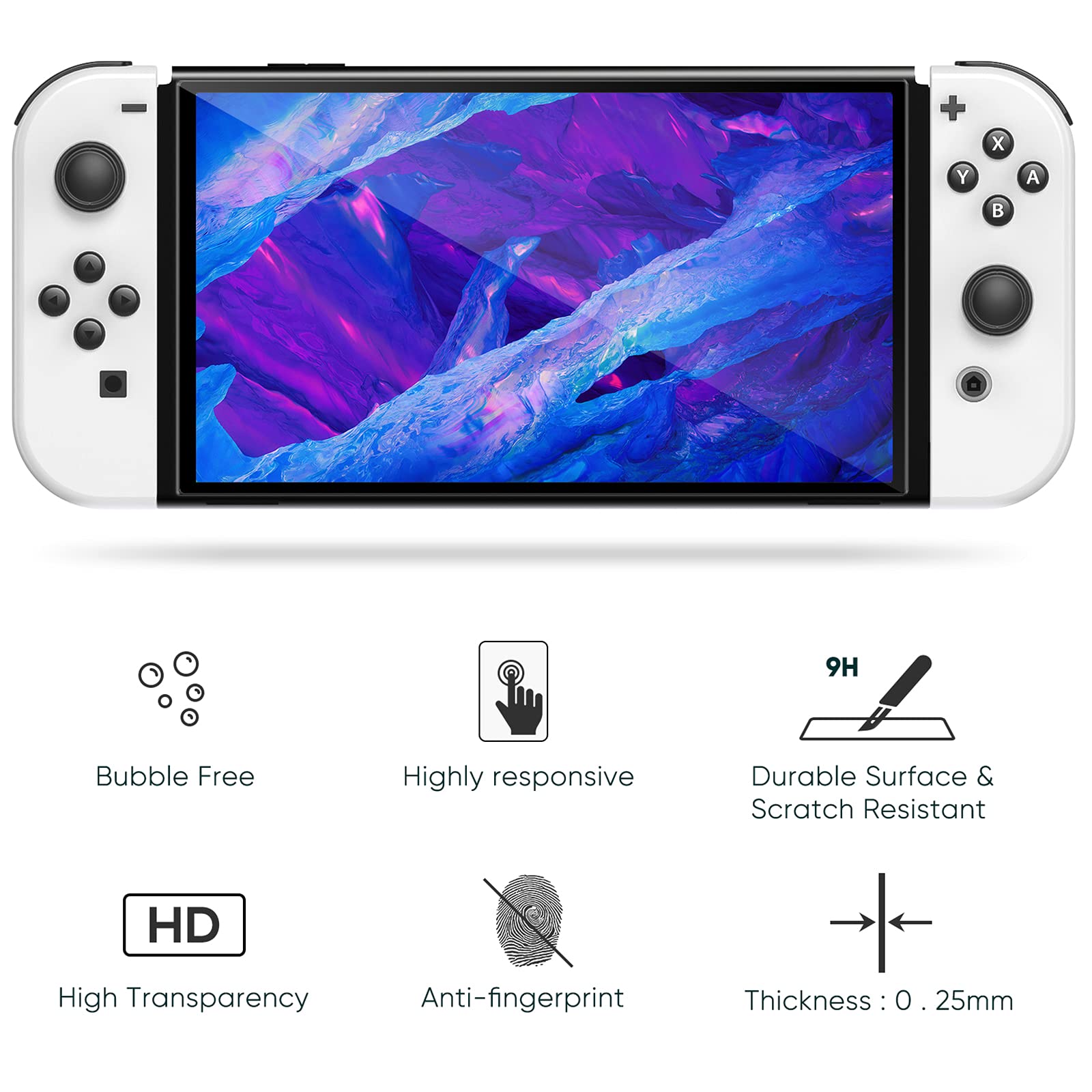 16 in 1 Accessories Bundle Compatible with Nintendo Switch OLED - Carrying Bag with Card Slots, Tempered Glass Screen Protector, PC Protective Case Cover, Kickstand & Thumb Grip Caps for OLED, White
