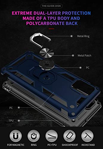 A51 5G Case,ADDIT Samsung Galaxy A51 5G Case [ Military Grade ] 15ft. Drop Tested Protective Case with Magnetic Car Mount Ring Holder Stand Cover for Samsung Galaxy A51 5G - Blue