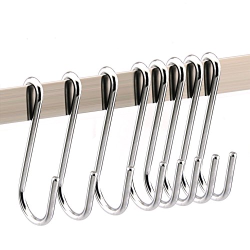 20 Pack Heavy Duty S Hooks Stainless Steel S Shaped Hooks Hanging Hangers for Kitchenware Spoons Pans Pots Utensils Clothes Bags Towers Tools Plants (Silver)