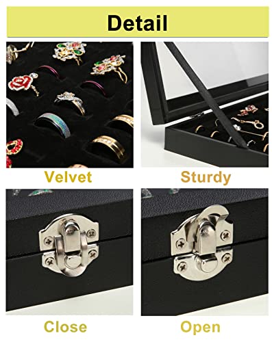 GISK 100 Slots Ring Box Storage Organizer Jewelry Ring Display Case with Transparent Lid Ring Holder Case Jewelry Box Organizer Ring Earring Holder Jewelry Tray Organizerā¦