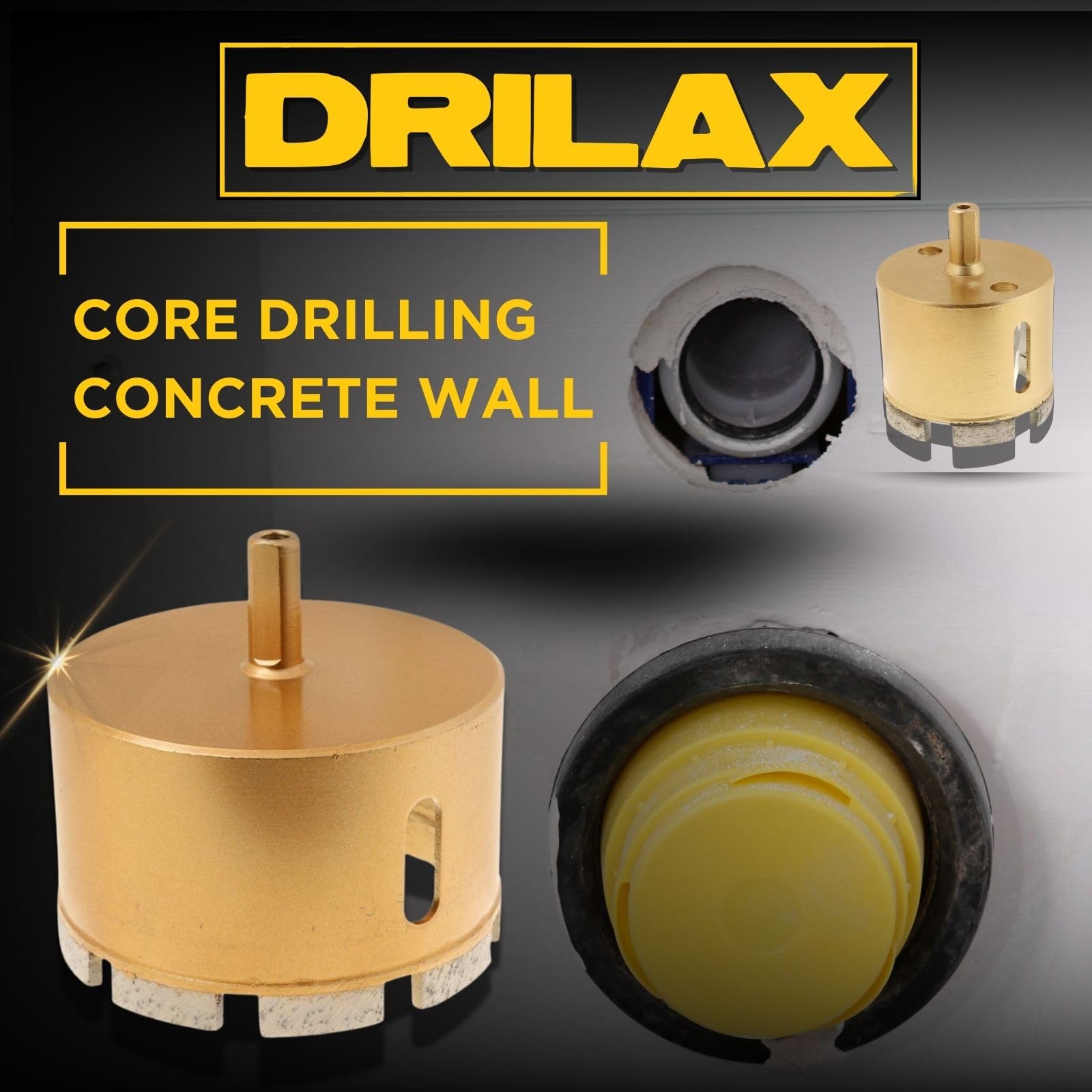 3 Inch Masonry Hole Saw, Diamond Hole Saw, Heavy Duty Dry Core Hole Saw for Concrete Hole Saw Bit Brick, Cinder Block, Core Drill Guide Included Extra Long Depth of Cut
