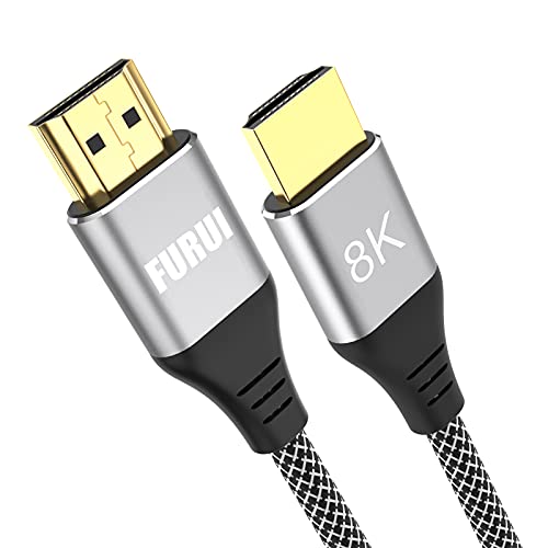 8K HDMI Cable 15ft 2Pack, FURUI Nylon Braided 2.1 HDMI Cable, CL3 Rated Support Dolby Atmos, 8K@60Hz, 4K@120Hz, 48Gbps Ultra Speed, eARC, HDCP 2.2 & 2.3, Dynamic HDR Compatible with Apple TV, Roku