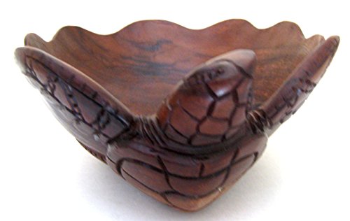 OMA Wooden Mahogany Hand Crafted Sea Turtle Serving Bowl Serving Platter