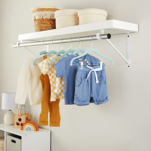 24-Pack Light Blue Velvet Hangers with Movable Clips for Baby and Kids Clothes, Slip-Resistant, Space-Saving for Pants, Leggings, Skirts, Shorts, Jackets, 360 Degree Swivel Hook (12x8 in)