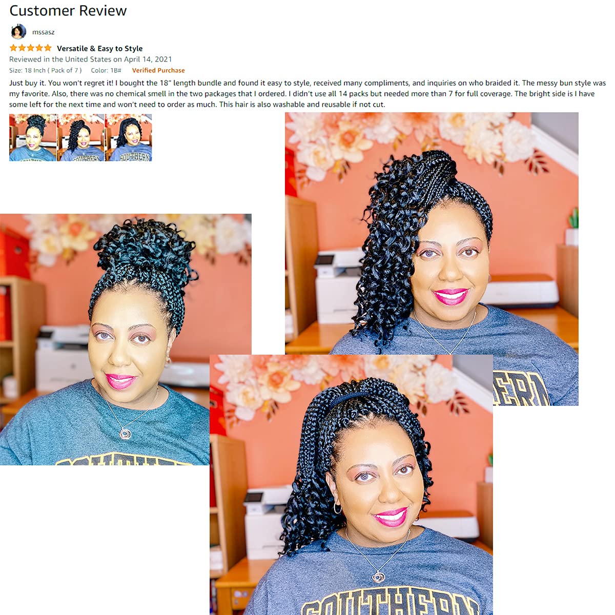 7 Packs 18 Inch Bohemian Goddess Box Braids Crochet Hair for Black Women (18 Inch, 1B#)