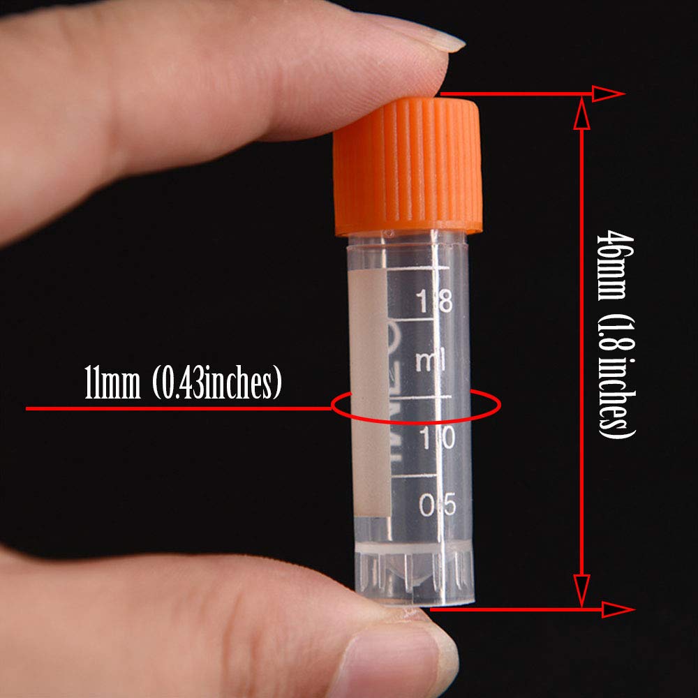81PCS Cryo Tubes 2ml, Plastic Small vials with Screw caps Sample Tubes,PP Material ,with Silica Gel Gasket,Free from DNase, RNase, Human DNA