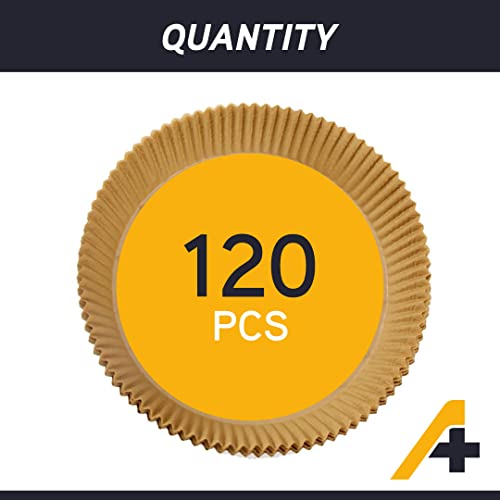 120pcs Air Fryer Disposable Oil Proof Paper Liners 7.9 inch Non-Stick Round Parchment Paper 3 to 7qt, Brown (Generic)
