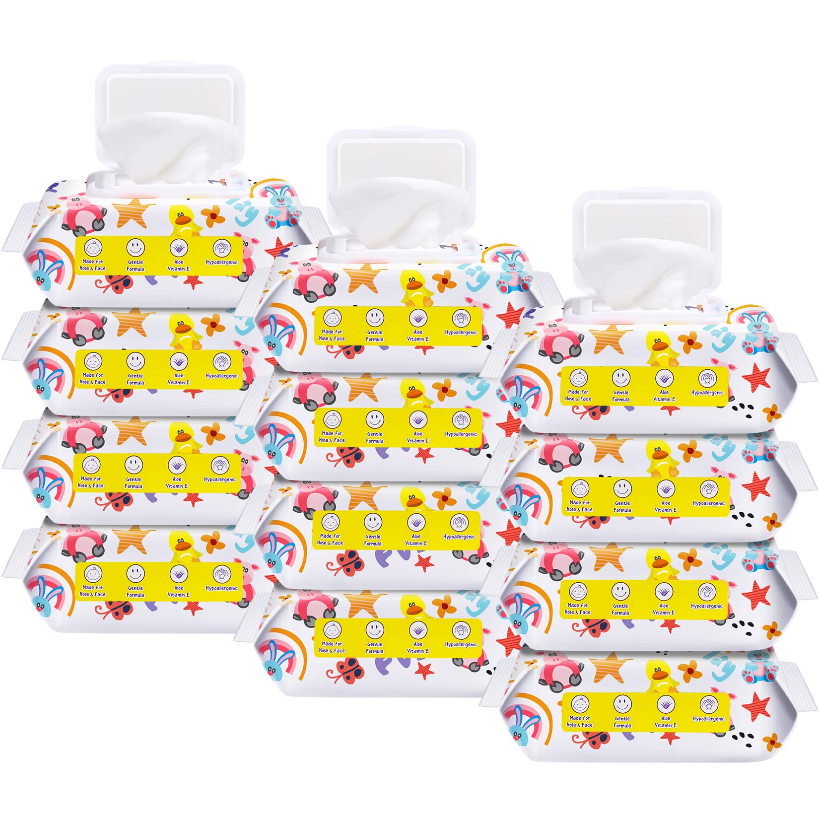 Baby Wipes - HAPPY BUM Saline Baby Wipes, Unscented, 360 Count (12 Packs of 30 Wipes) Saline Face Wipes