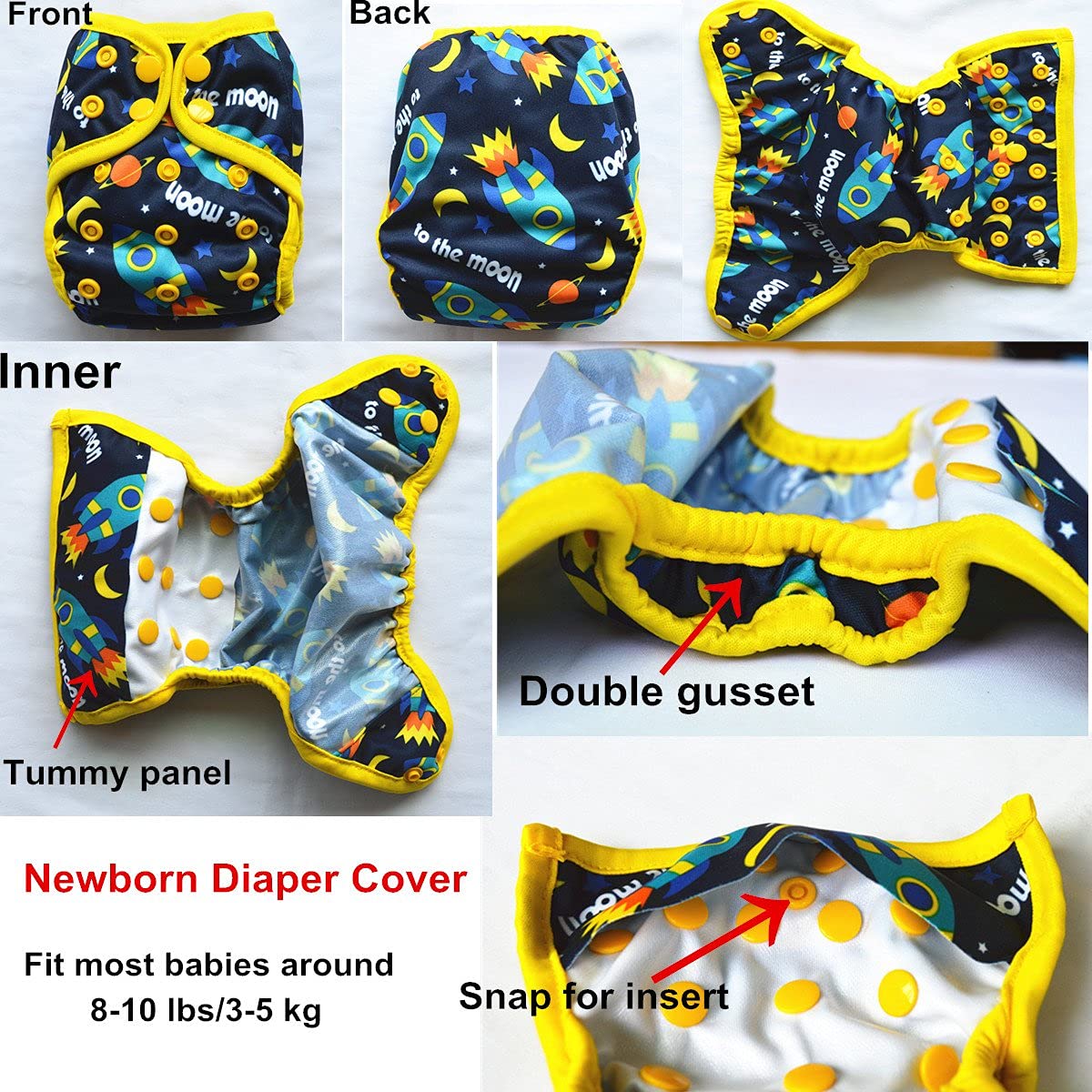 3 Newborn Baby Diaper Nappy Covers 8lbs-10lbs for Girls (Floral Bloom Rabbit Pack)