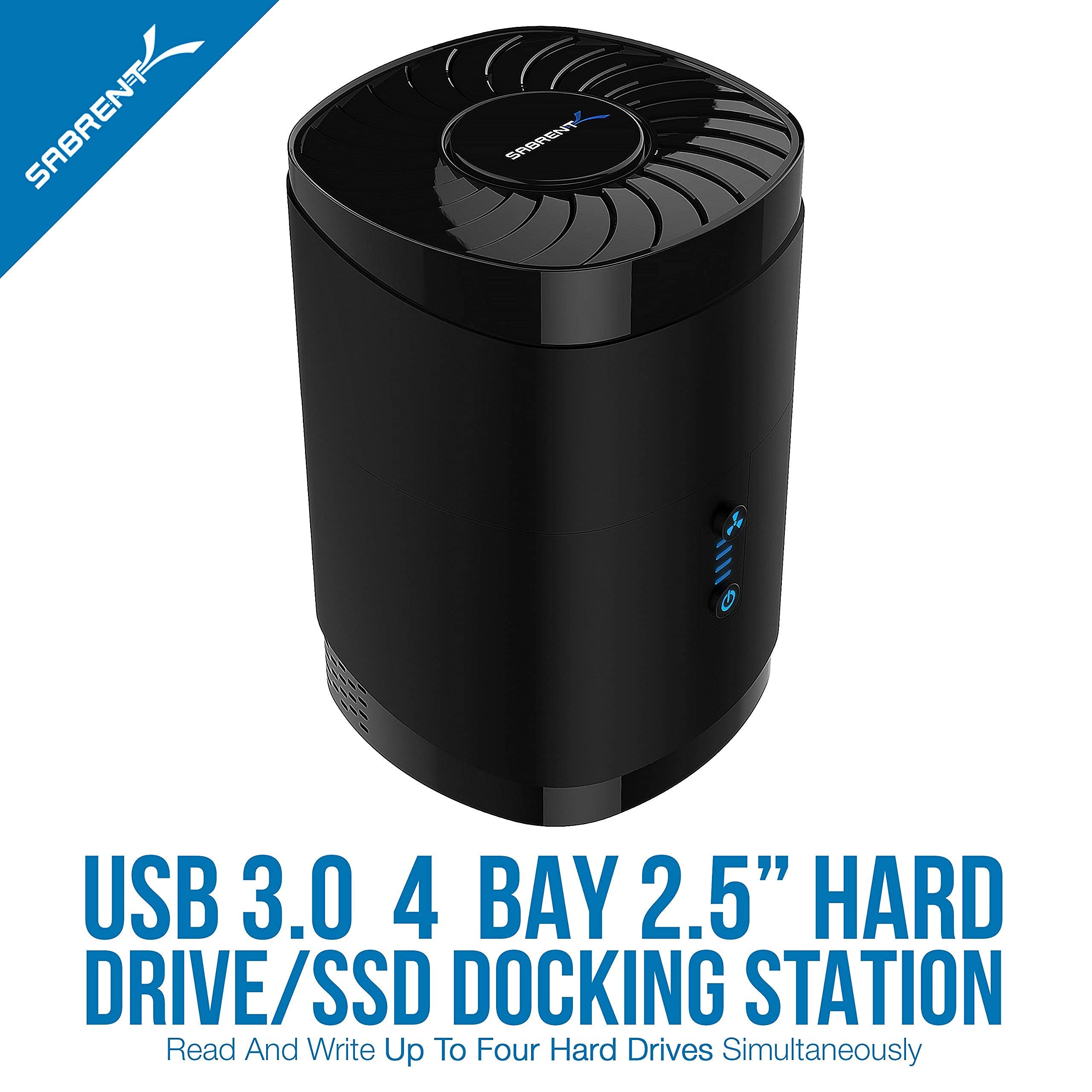 7 Port USB 3.0 HUB + 2 Charging Ports with 12V/4A Power Adapter + USB 3.0 4 Bay 2.5β Hard Drive/SSD Docking Station with Fan