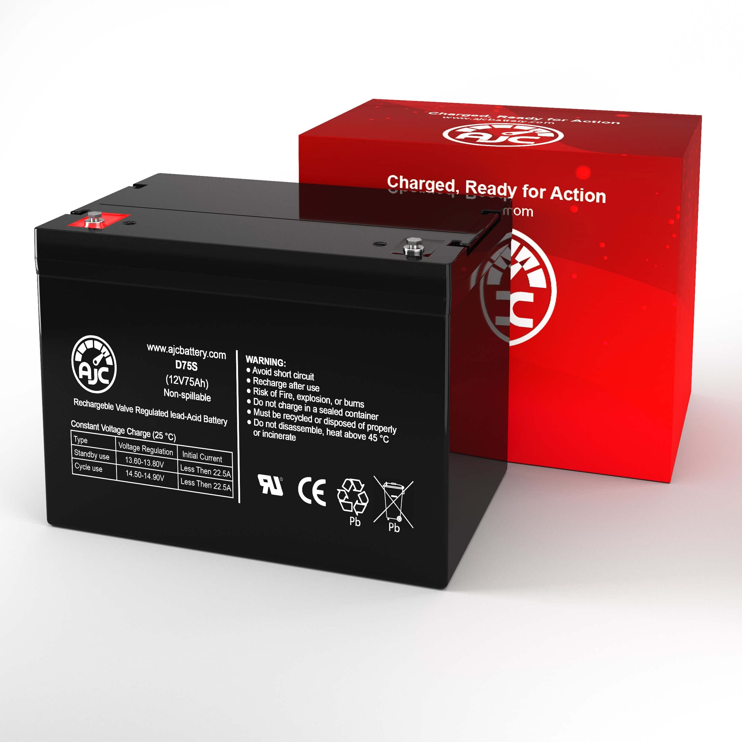 AJC Battery Compatible with Duracell DURA12-80C-FR 12V 75Ah Sealed Lead Acid Battery