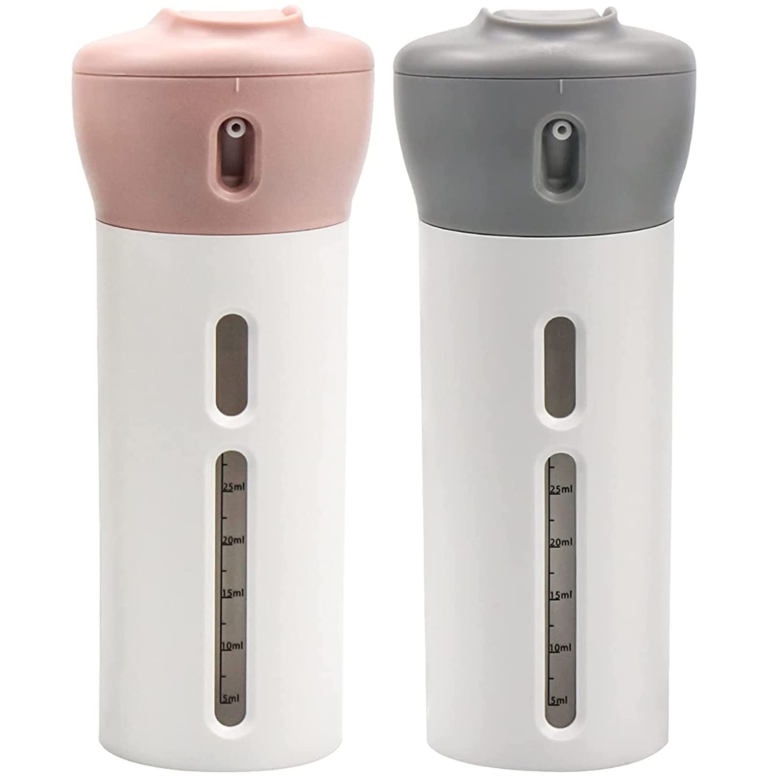 CHIVENIDO 4 in 1 Travel Dispenser, 2 Pack Travel Shampoo and Conditioner Dispenser, Refillable Travel Bottles for Toiletries, Muti Pump Bottle Toiletry Bottles for Traveling