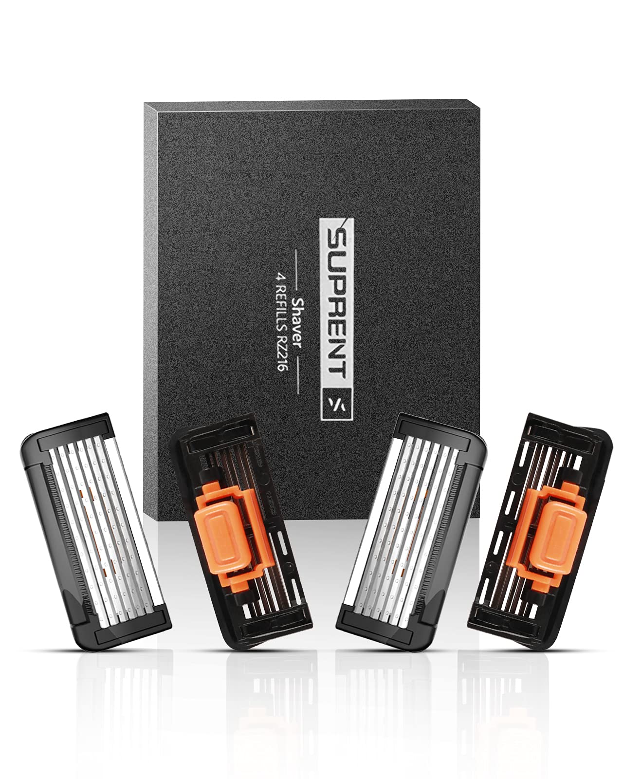 SUPRENT Razor Blades, Manual Razor Refills, 2x3 Matrix Arrangement with Patent Certification - 4 Blade Refills
