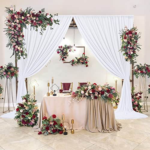 10ft x 10ft White Backdrop Curtains Panels for Party Wrinkle Free Fabric Backdrop Drapes Decorations Cloth for Wedding Baby Shower Photography Engagement Bridal Shower Gender Reveal Background Curtain