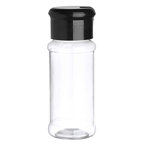 Aislor 10 Pack 100ml Plastic Spice Jars Bottles Containers with Black Cap – Perfect for Storing Spice, Herbs and Powders Black One Size