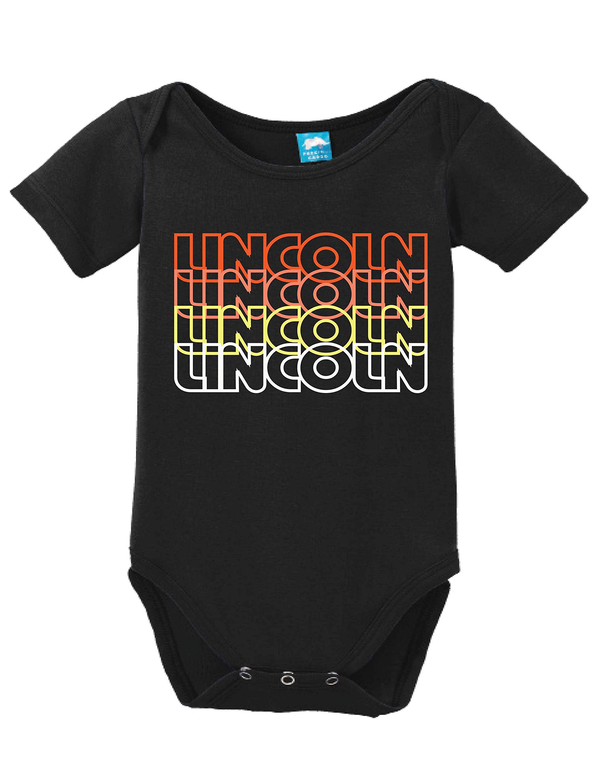 Lincoln Nebraska Retro 70s Funny Bodysuit Baby Romper Black 3-6 Month (6M)