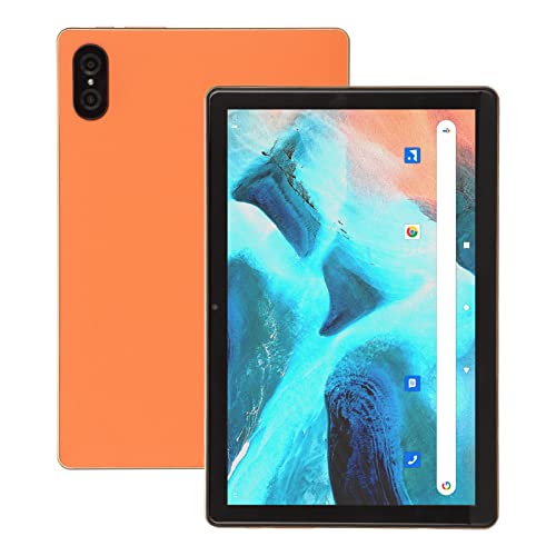 10.1in Tablet, Android 11.0 Tablet 10.1 IPS High Definition Screen, 6GB RAM 128GB ROM 4G 5GWIFI Tablet PC, Dual SIM Dual Standby ,with Leather Shell, 7000mAh USB C Multiple Languages Tablet(Orange)