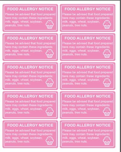 1x2 inch 500PCS Food Allergy Stickers Waterproof Stickers Without Residue for Food, Kitchen