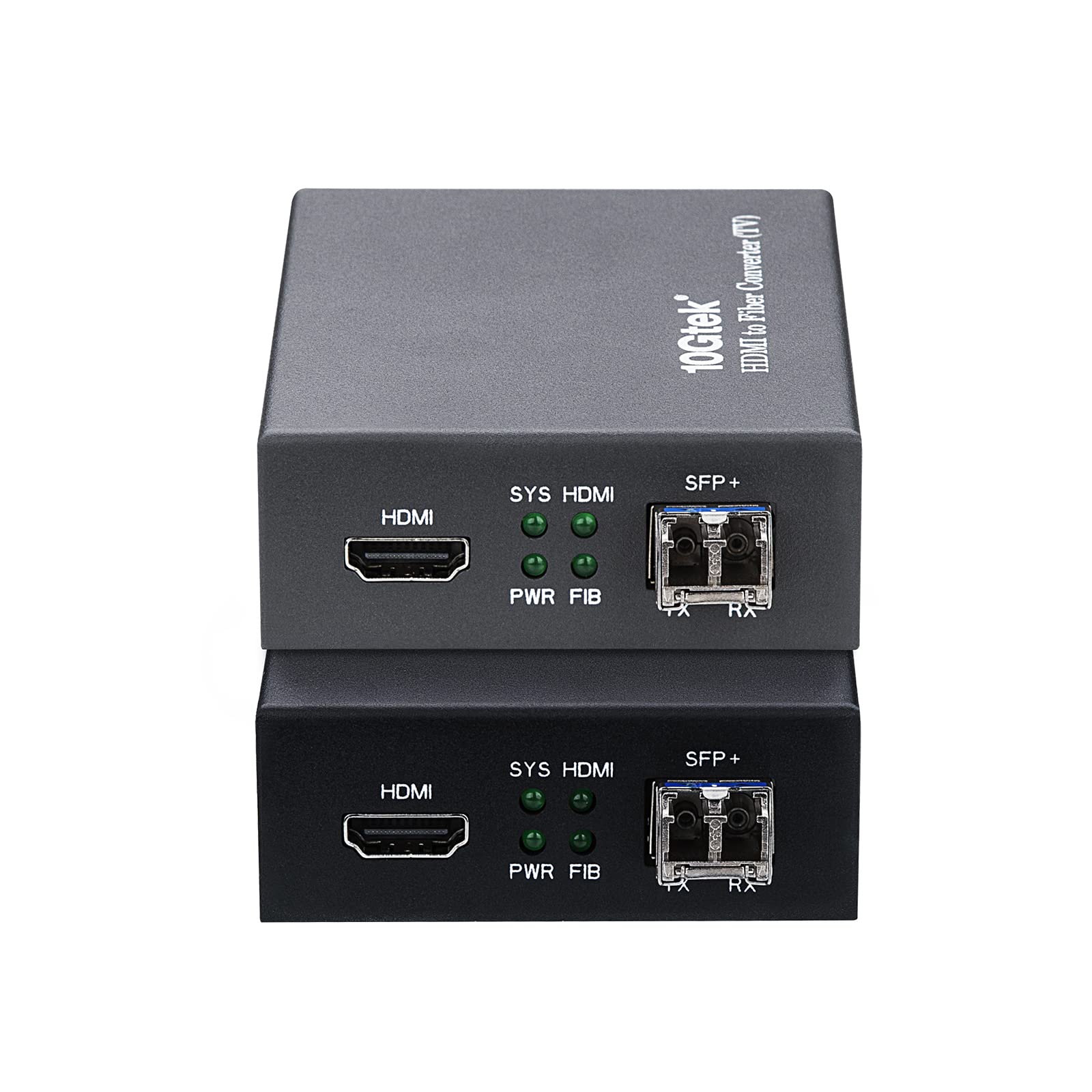 10Gtek A Pair of HDMI to Fiber Optic Converter, HDMI Extender with SFP+ Transceiver, SFP+ LR Lite Module up to 2km Link Length, Support HDMI 1.4a, 4Kx2K@30Hz