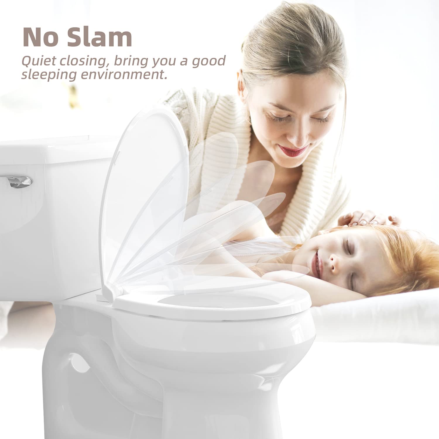 Round Toilet Seat, Slow Close Quick-Release Hinges, Heavy Duty Soft Close, Quiet-Close Lid And Seat For Standard Toilets, Easy To Install And Clean, Never Loosen, White(16.5β)