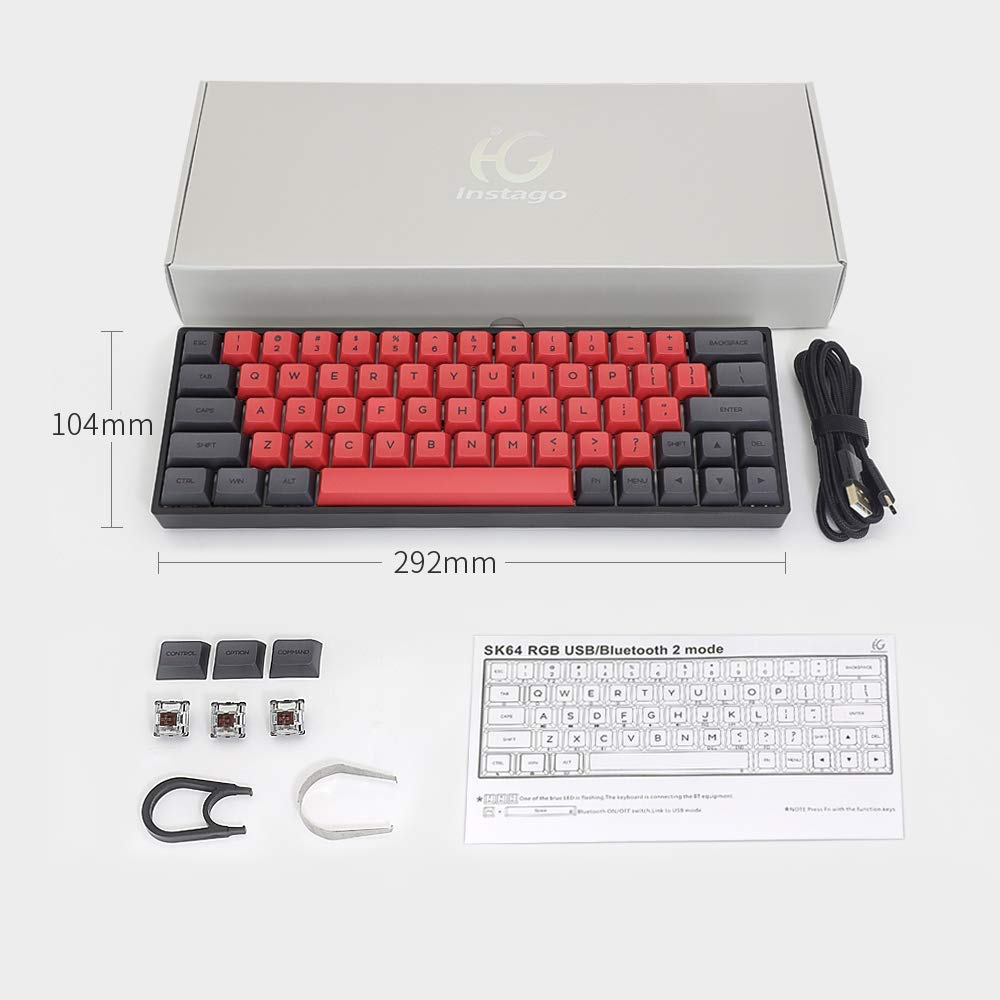 60% Mechanical Keyboard, RGB LED Backlit Wired Gaming Keyboard, Ergonomic, for PC/Mac Gamer, Typist (Gateron Switches, PBT Caps) (Renewed)